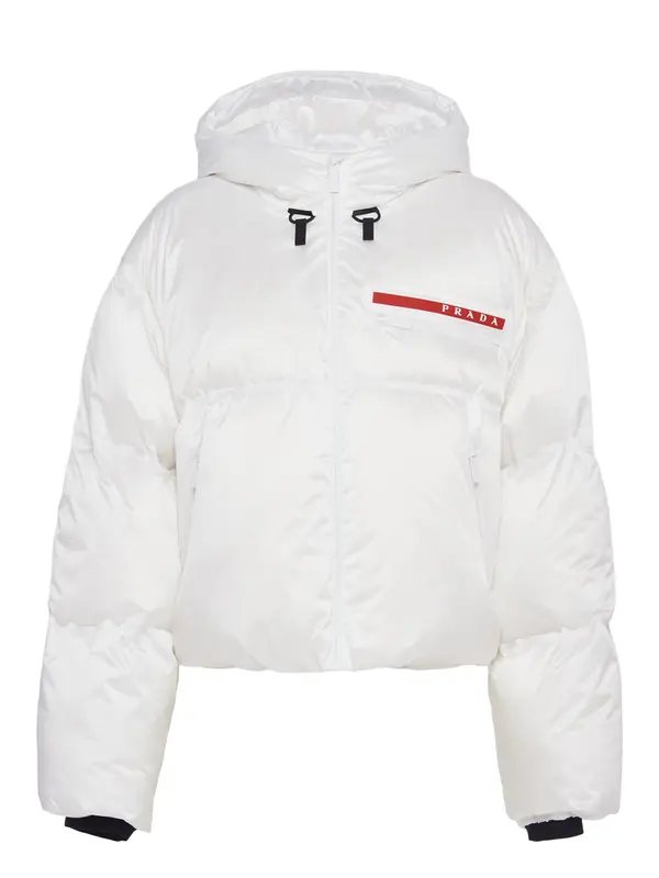 Prada Cropped Technical Re-nylon Down Jacket - White