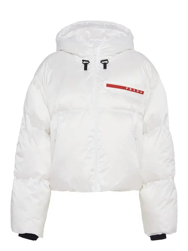 Prada Cropped Technical Re-nylon Down Jacket - White