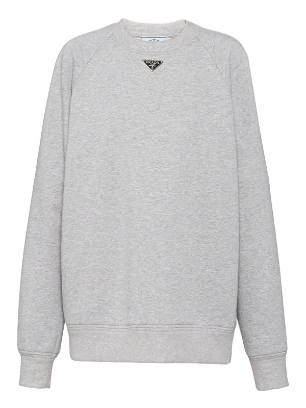Prada Long-sleeved Cotton Sweatshirt - Grey