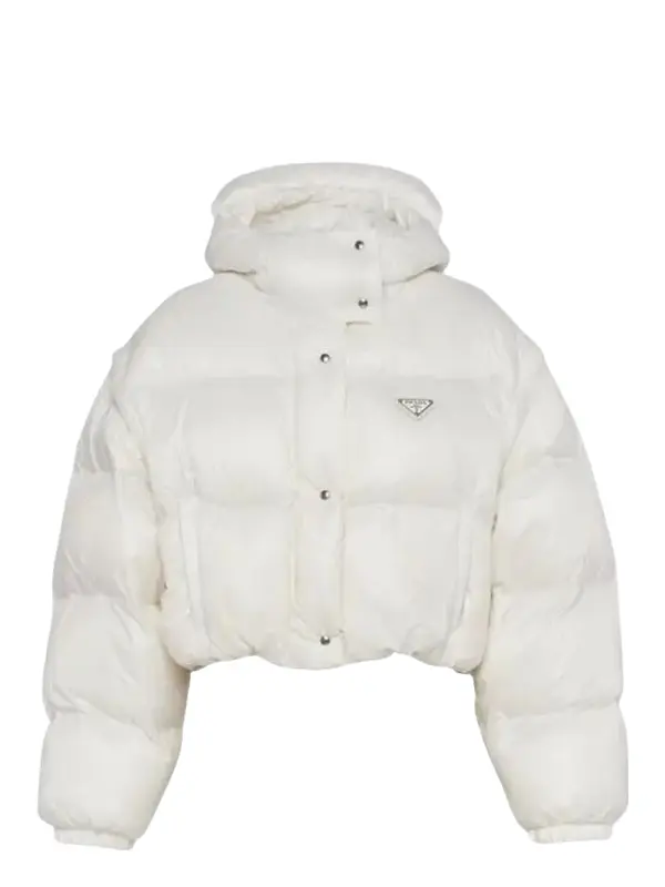 Prada Re-nylon Convertible Cropped Down Jacket - White