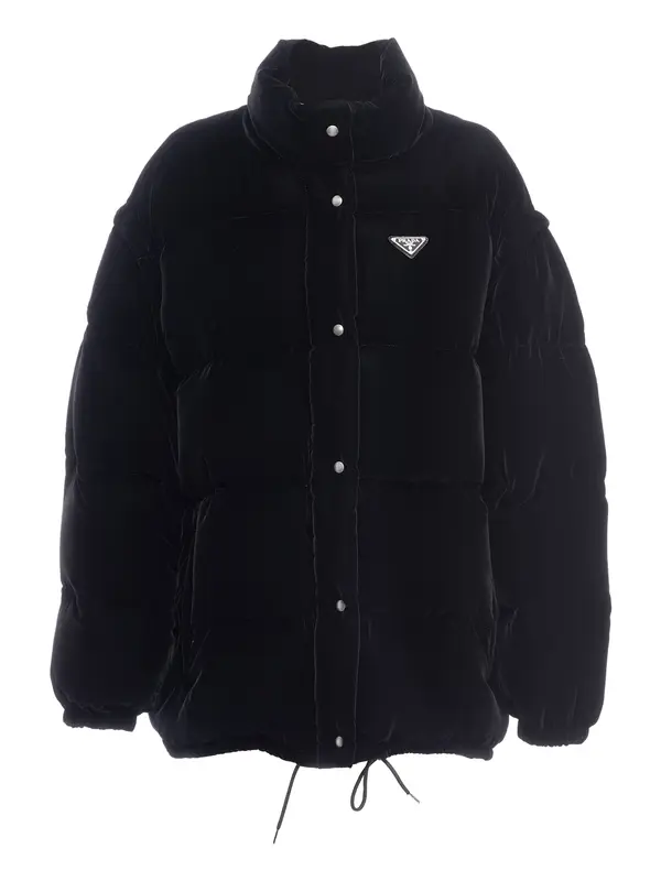 Prada Convertible Velvet Down Jacket - Black