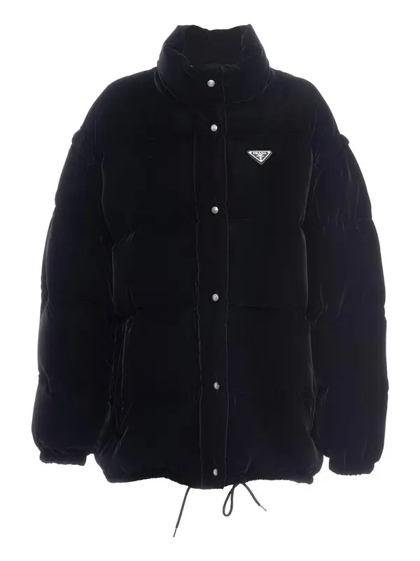Prada Convertible Velvet Down Jacket - Black