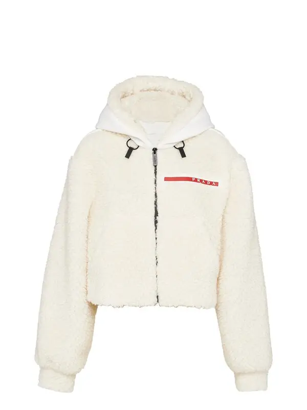 Prada Cropped Double Fleece Jacket - White