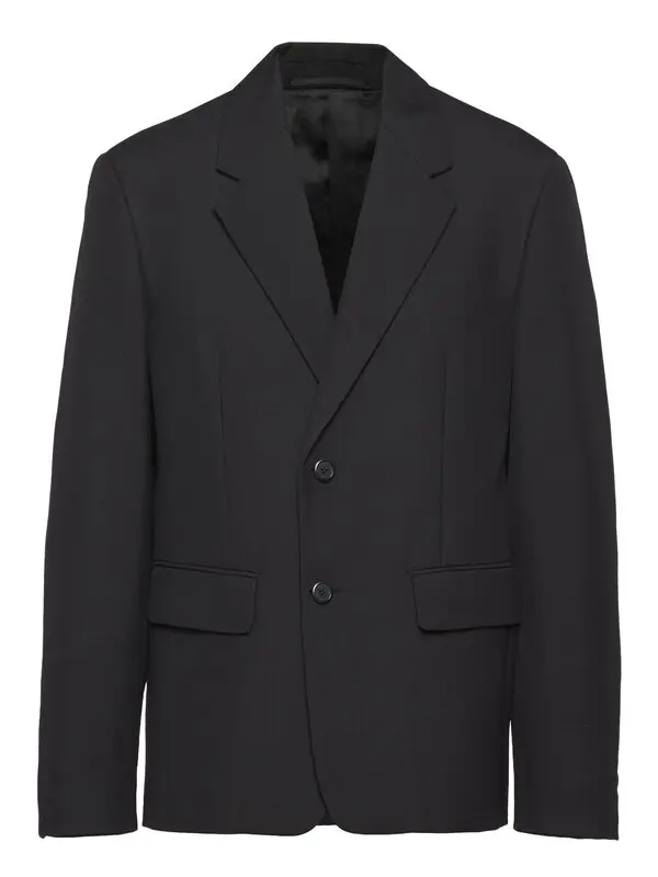 Prada Single-breasted Wool Blend Jacket - Black