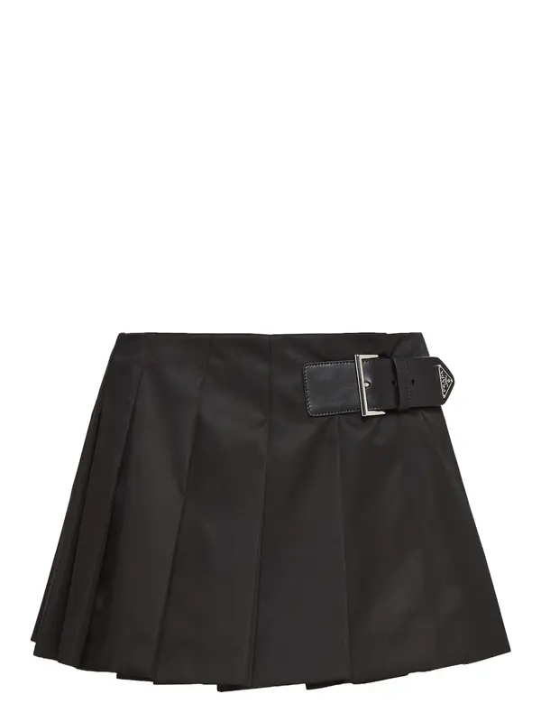 Prada Pleated Re-nylon Miniskirt - Black