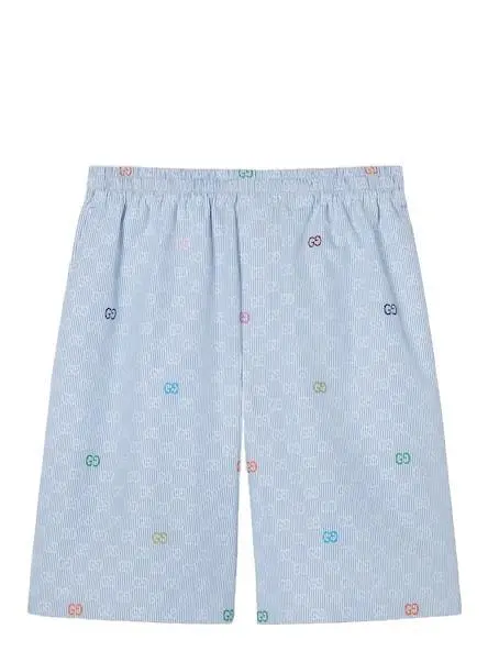 Gucci Striped Cotton Shorts - Blue