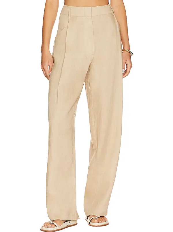 AEXAE Linen High-rise Trousers - Beige