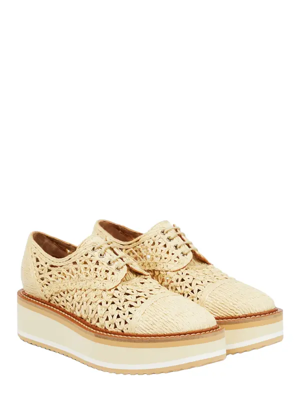 Clergerie Borril Raffia Platform Shoes - Beige