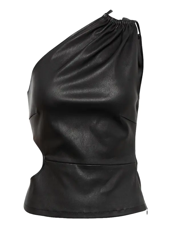 Amiri Cutout Leather Top - Black