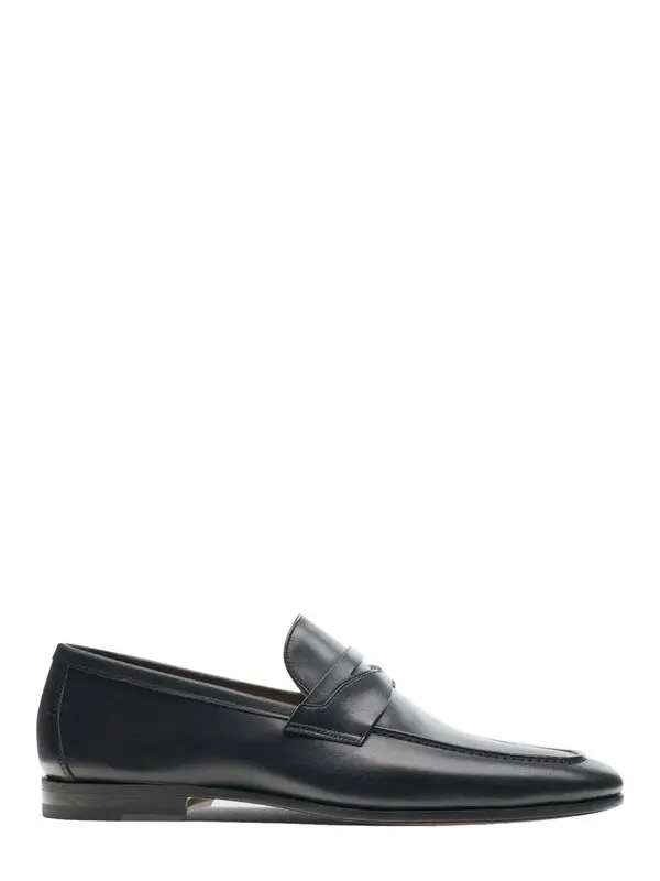 Magnanni Sasso Leather Penny Loafers - Black