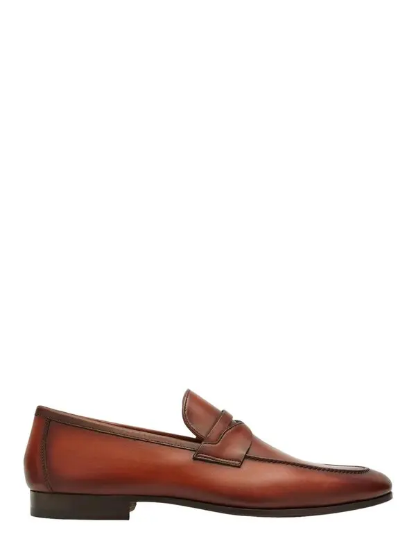 Magnanni Sasso Leather Penny Loafers - Cognac