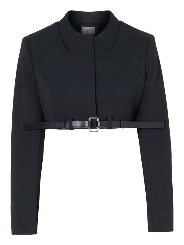 Coperni Cropped Belted Stretch-crepe Jacket - Pink