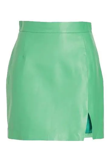 8 BY YOOX Leather Mini Skirt With Slit - Green
