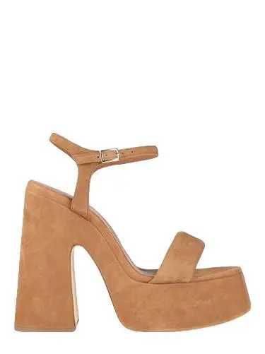 VIC MATIE Leather Block Heel Sandals - Camel