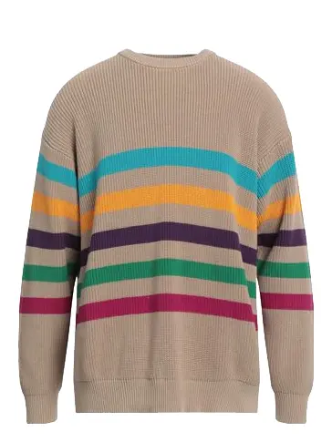 Emporio Armani Striped Cotton Sweater - Beige