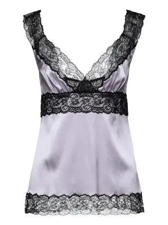 Dolce & Gabbana Top In Silk, Cotton, Elastane, Nylon, And Ramie - Purple