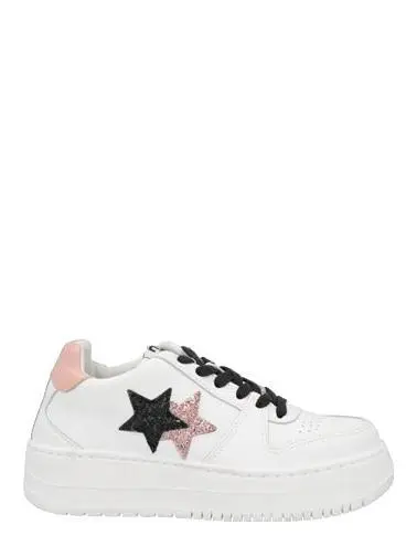 2STAR Leather Flatform Sneakers - White