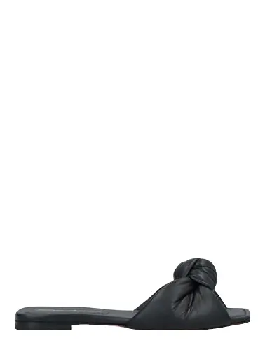 Santoni Soft Leather Slide Sandals - Black