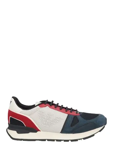 Emporio Armani Leather And Textile Sneakers - Blue