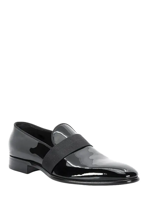 Santoni Patent Leather Slip-on Loafers - Black