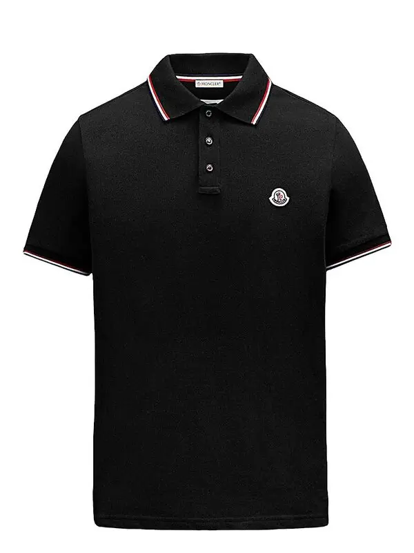 Moncler Cotton Tipped Polo - Black