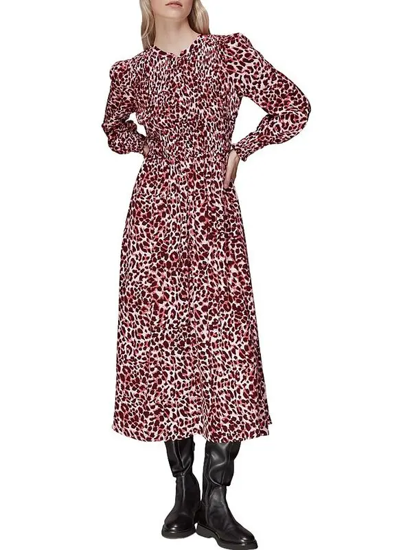 Whistles Abstract Cheetah Midi Dress - Pink/multi