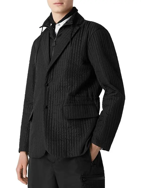 Emporio Armani Regular Fit Blazer With Bib - Solid Blac
