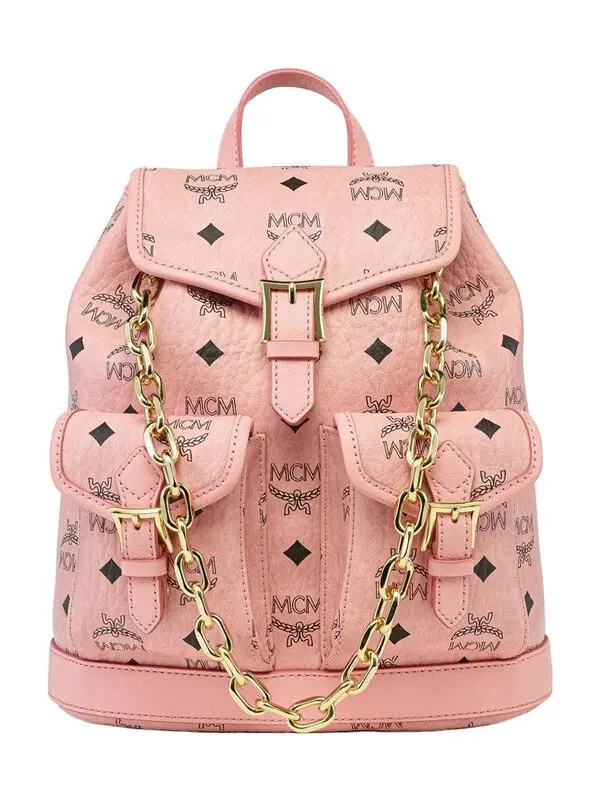 Mcm Visetos Drawstring Backpack - Soft Pink