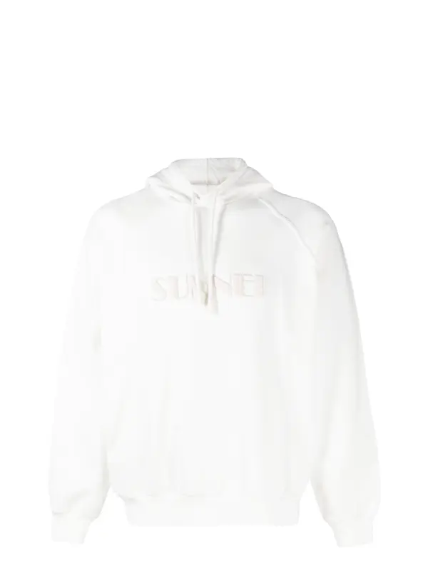Sunnei Logo-embroidered Cotton Hoodie - White