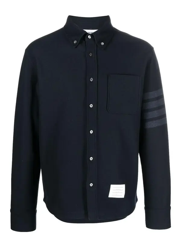 Thom Browne Cotton Long-sleeved Shirt - Blue