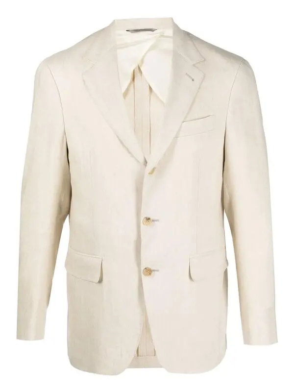 Canali Single-breasted Wool-linen Blazer - Neutrals