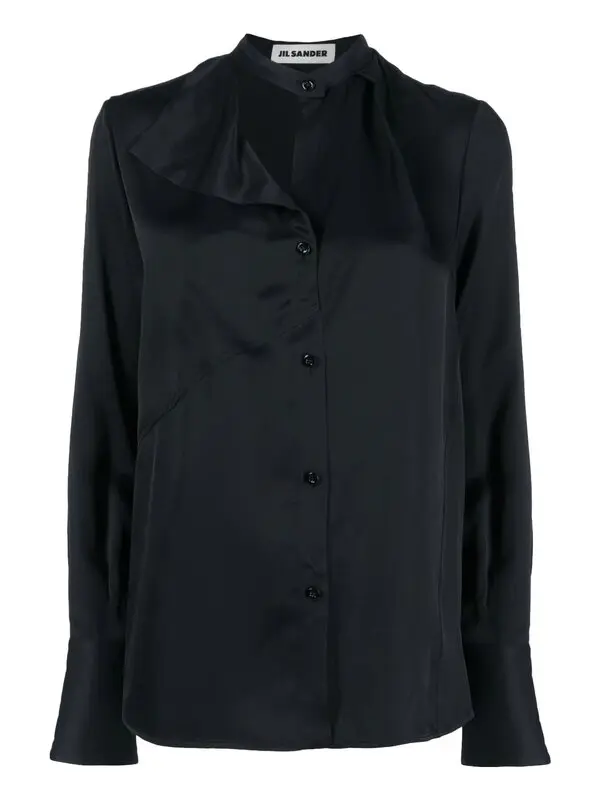JIL SANDER Button-front Satin Shirt - Blue