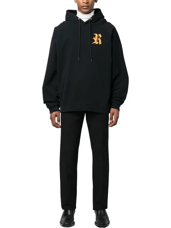 Raf Simons Monogram-print Hoodie - Black