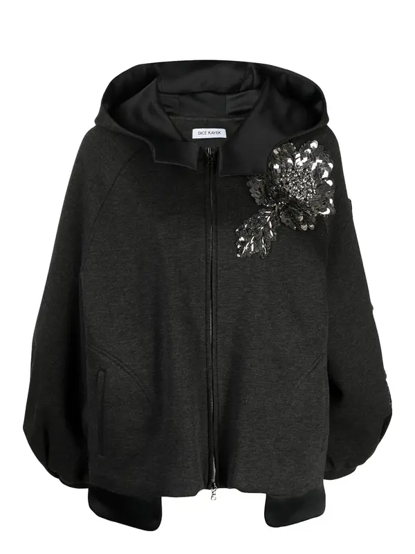 Dice Kayek Flower-appliqué Jacket - Black