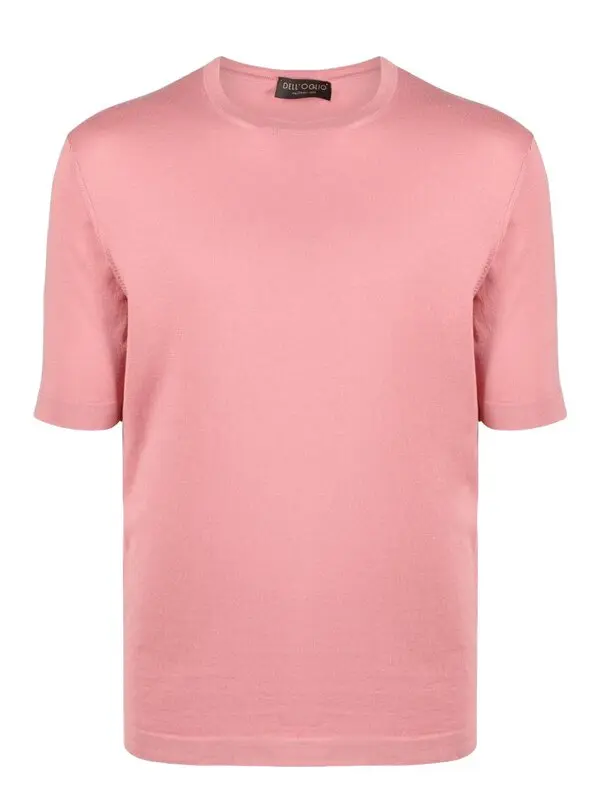 DELL'OGLIO Crew-neck Cotton T-shirt - Pink