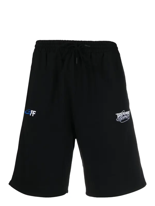Off-White Cotton Track Shorts - Black