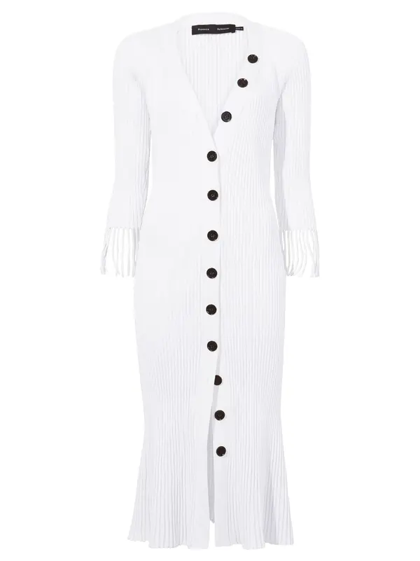 Proenza Schouler Ribbed-knit Buttoned-up Dress - White