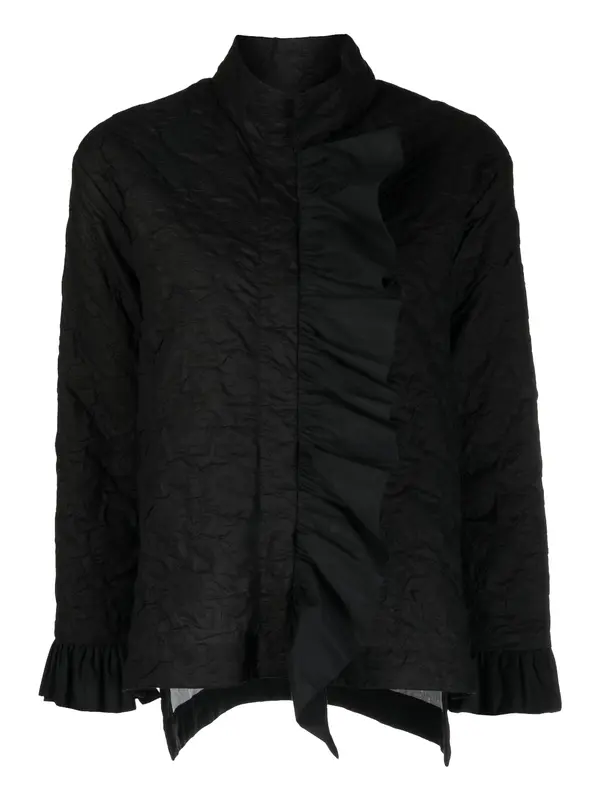 BAMBAH Floral-jacquard Ruffled Jacket - Black