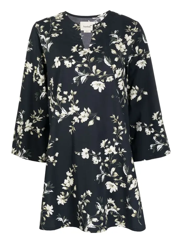 BAMBAH Floral-print Cotton-blend Tunic - Black