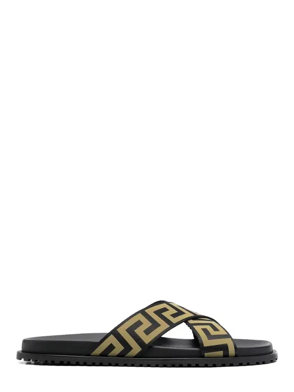 Versace Logo-print Open-toe Slides - Black