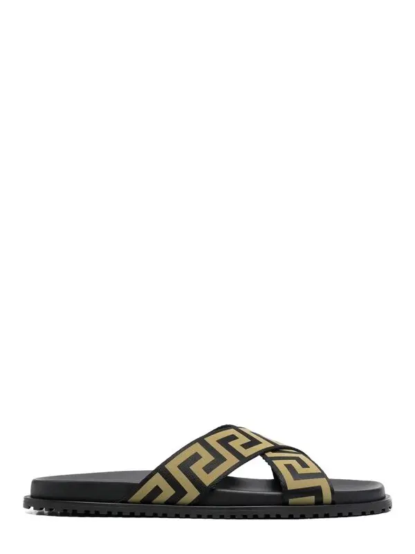Versace Logo-print Open-toe Slides - Black