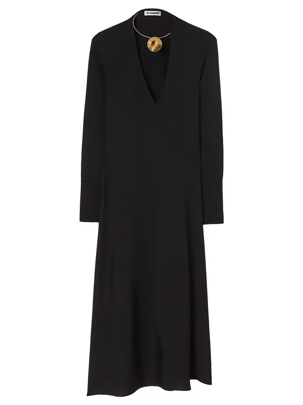 JIL SANDER Scoop-neck Virgin Wool Midi Dress - Black