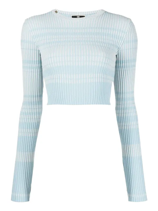 Elisabetta Franchi Striped Cropped Jumper - Blue