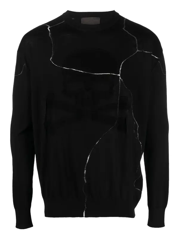 Philipp Plein Cracked-effect Wool Jumper - Black