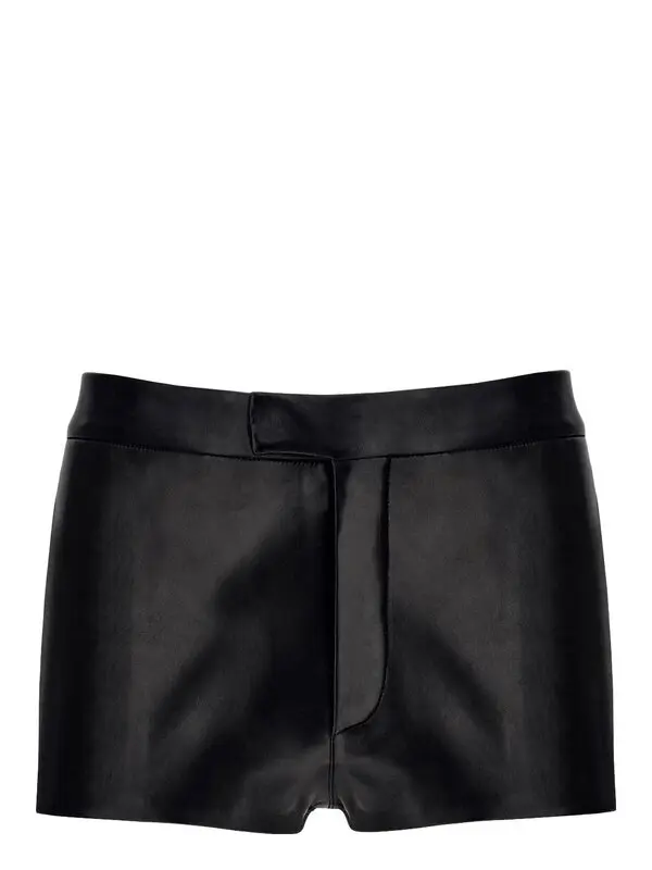 FERRAGAMO Nappa Leather Mini Shorts - Black