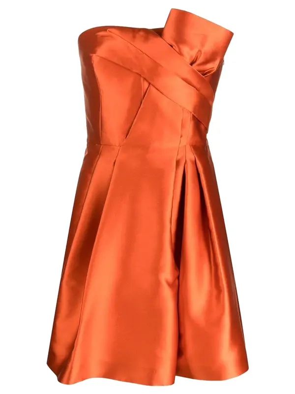 Alberta Ferretti Satin Finish Short Dress - Orange
