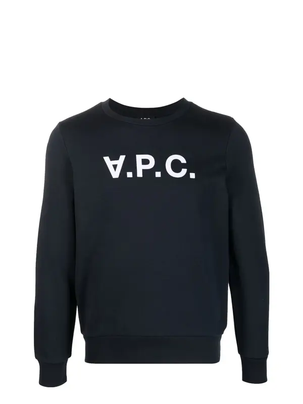 A.p.c. Flocked-logo Cotton Sweatshirt - Blue