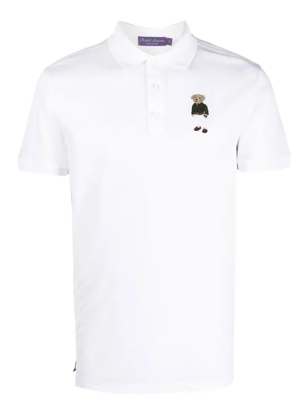 Ralph Lauren Purple Label Polo Bear Motif Polo Shirt - White