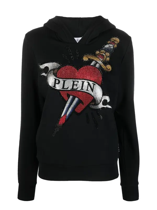 Philipp Plein Crystal-embellished Logo Hoodie - Black