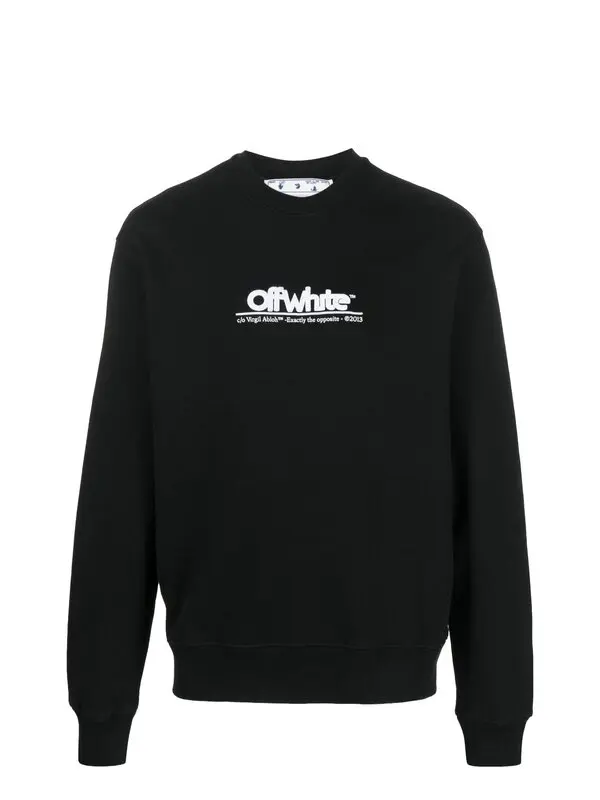 Off-White Logo-embroidered Long-sleeve Sweatshirt - Black